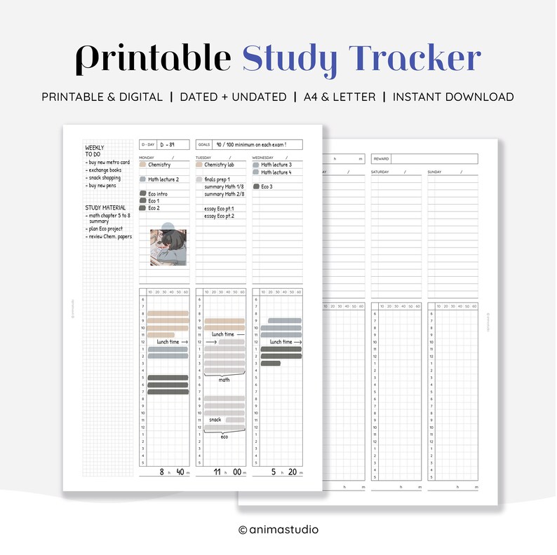 Printable Weekly Study Tracker 10 Minute Planner Dated - Etsy