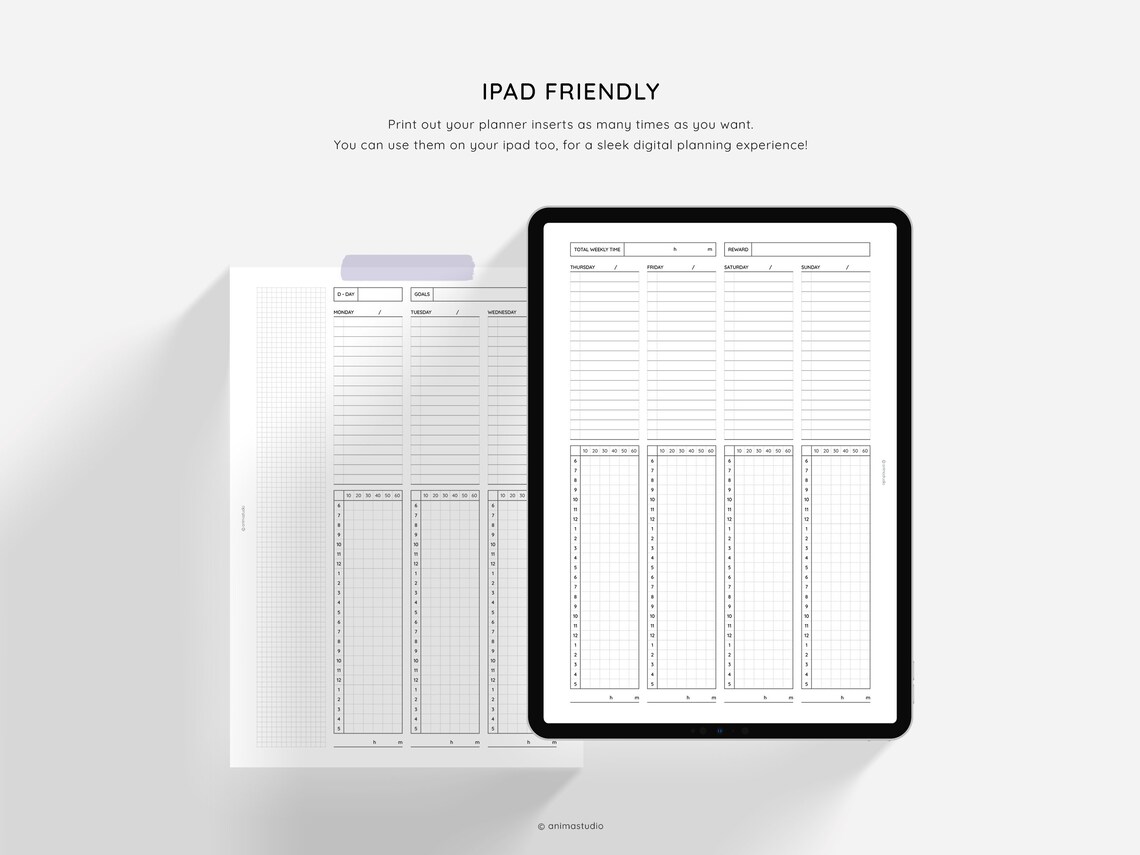 Printable Weekly Study Tracker 10 Minute Planner, Dated Undated , A4 & Letter, Vertical Layout ...