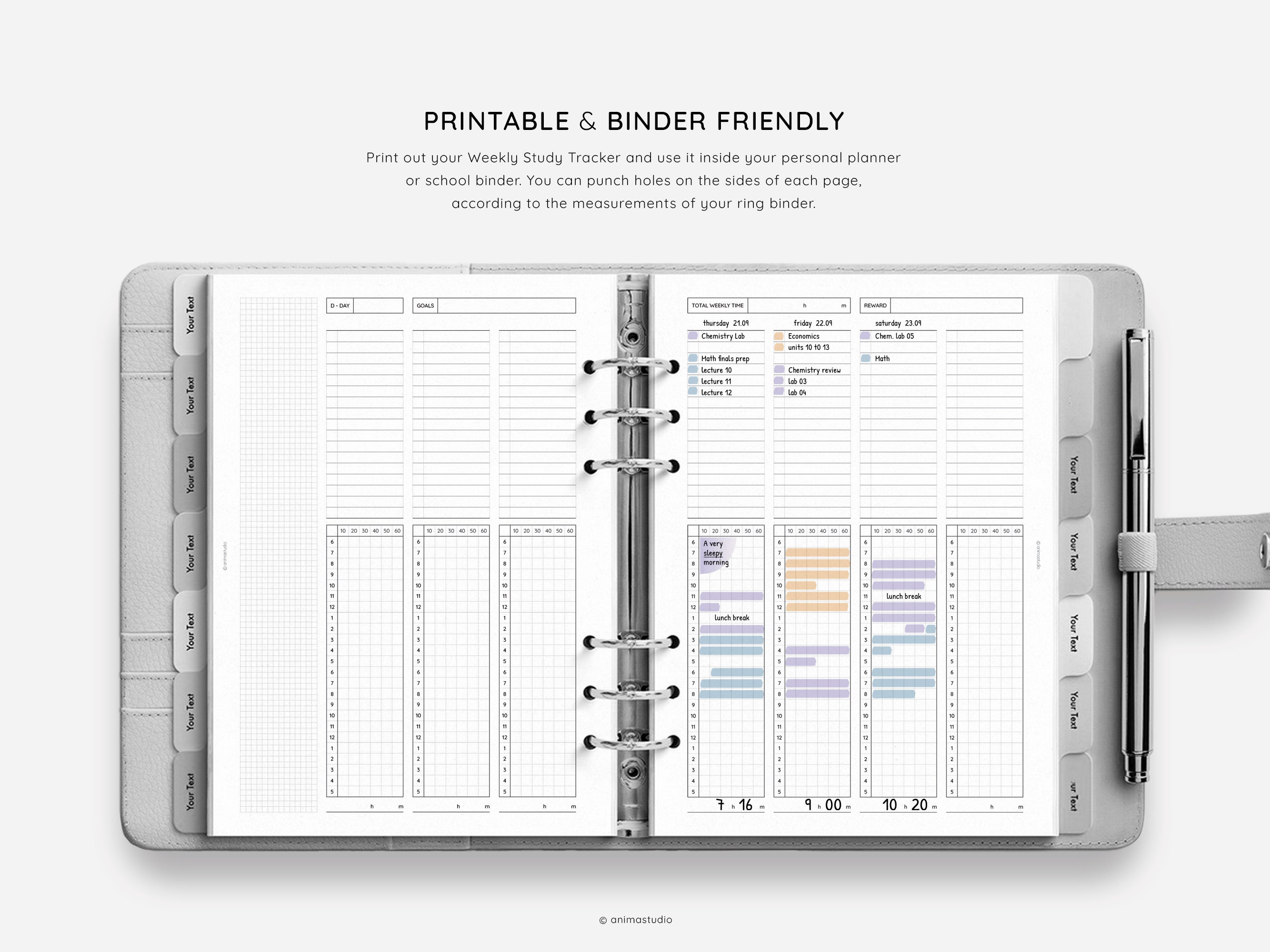 Printable Weekly Study Tracker 10 Minute Planner, Dated Undated , A4 ...