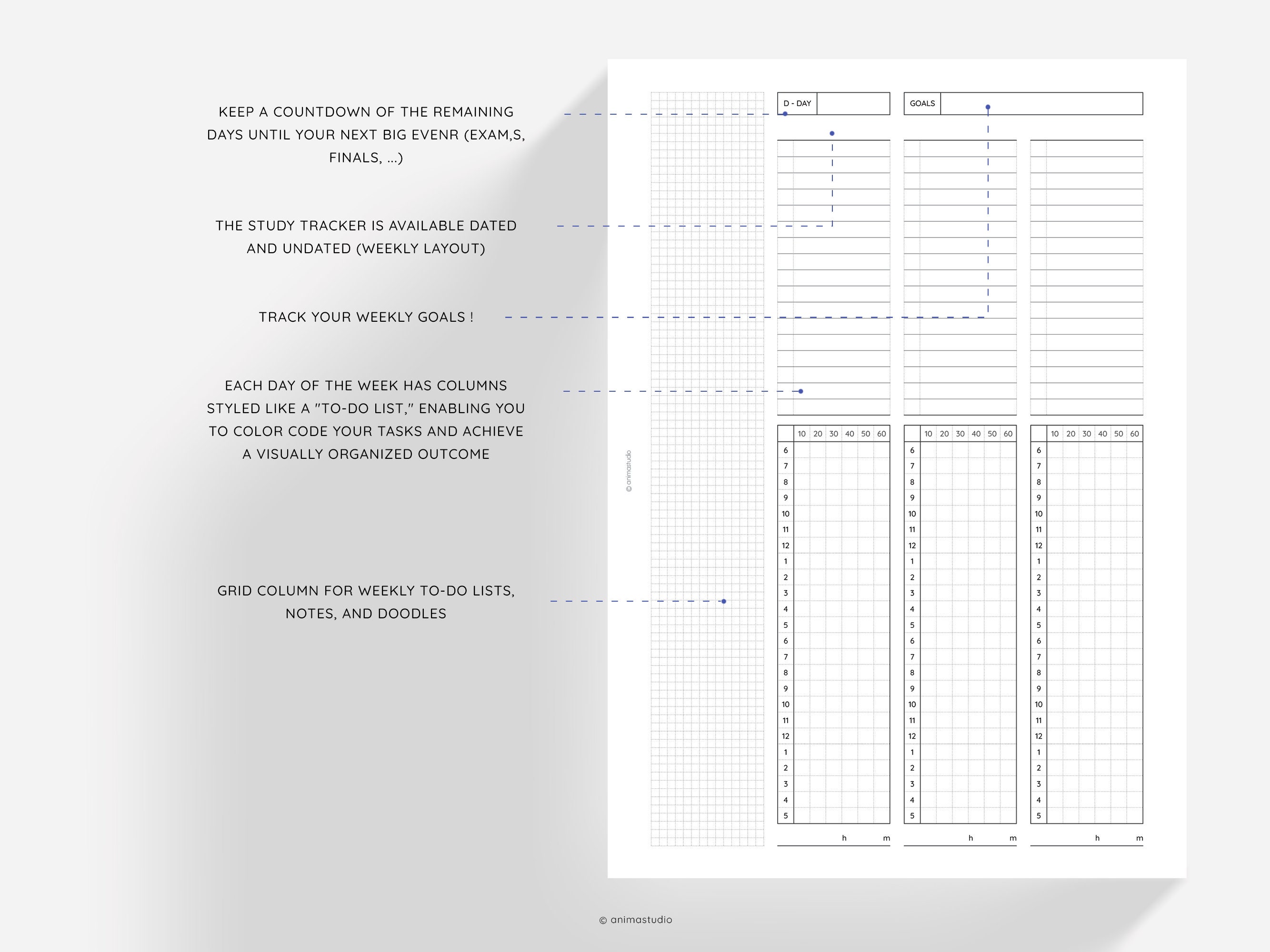 Printable Weekly Study Tracker 10 Minute Planner, Dated Undated , A4 & Letter, Vertical Layout ...