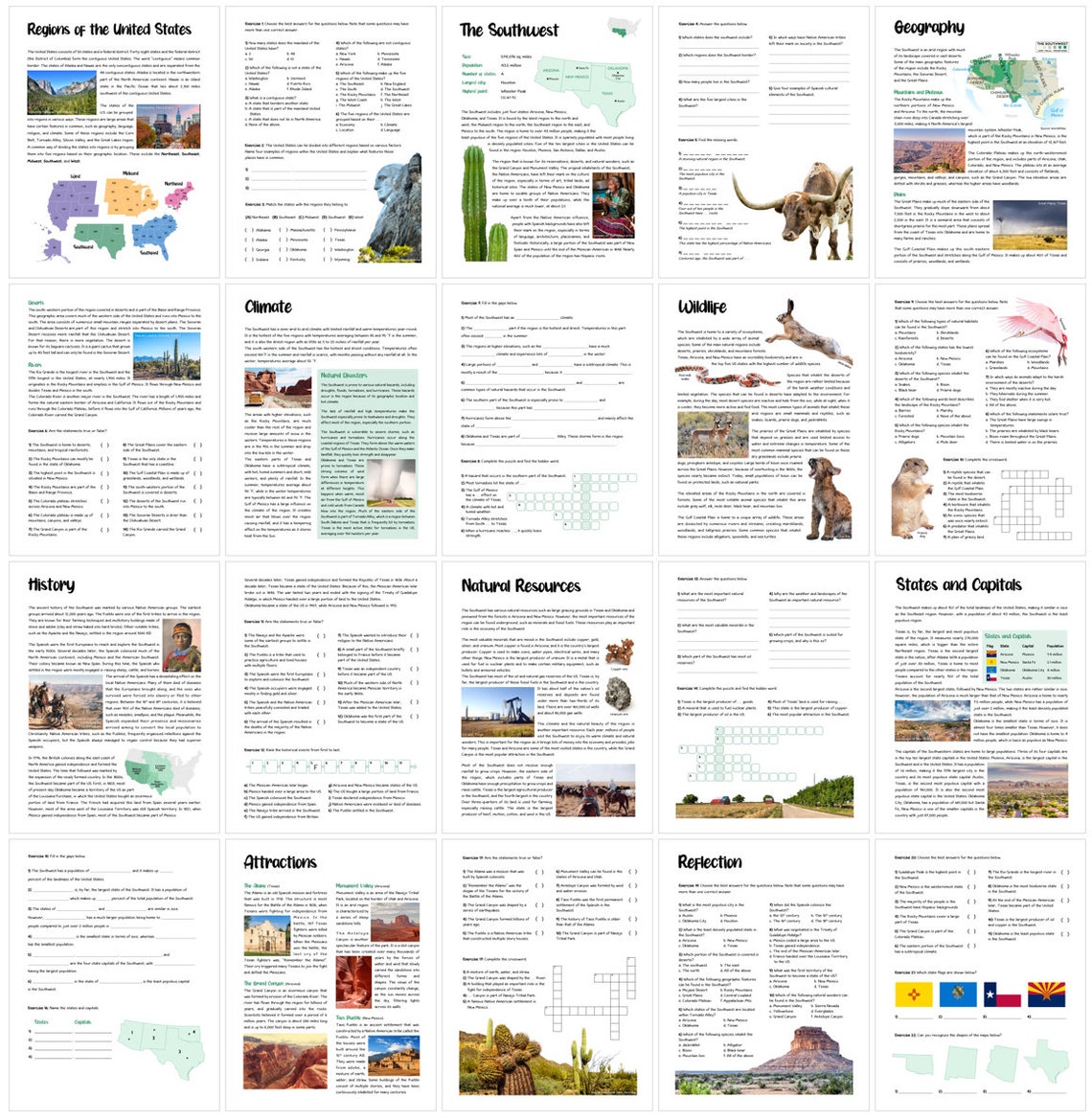 Regions of the United States: the Southwest - Etsy