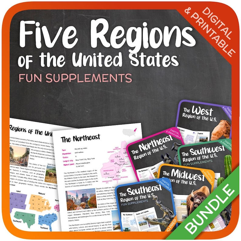 Five Regions of the United States (bundle) - Etsy