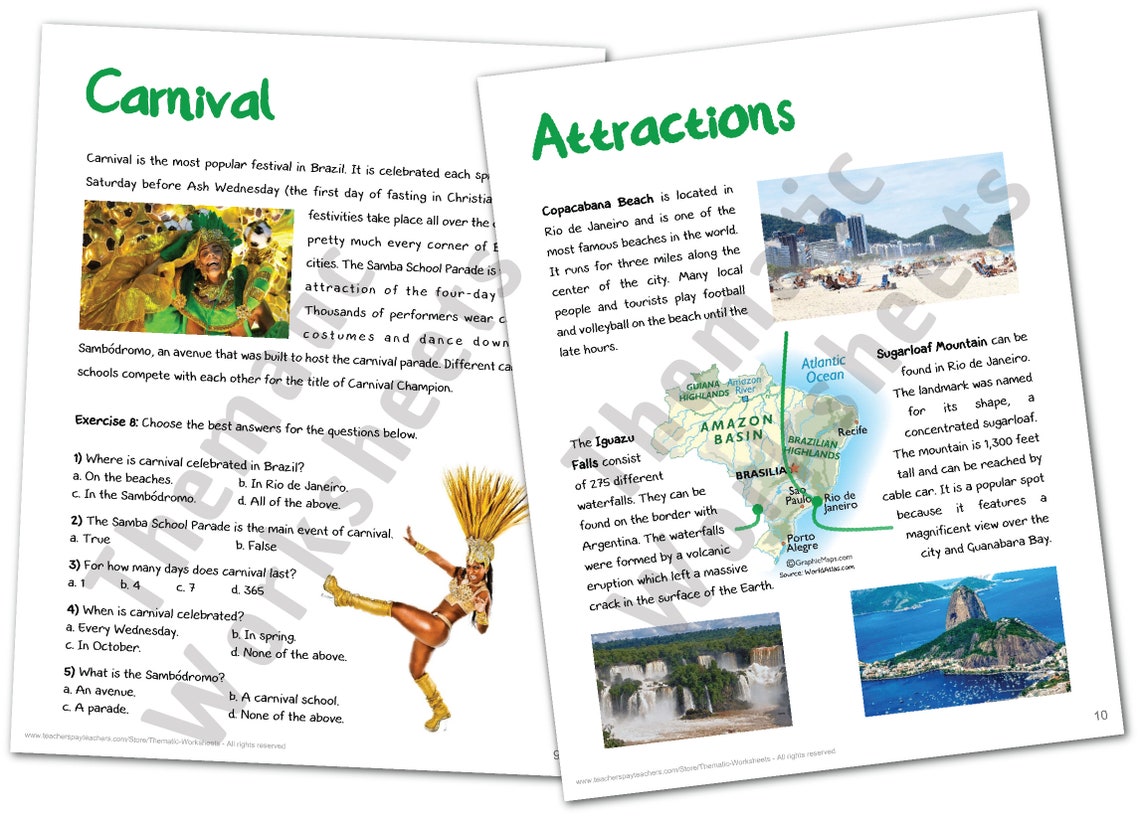 Brazil (fun Stuff for Elementary Grades) - Etsy