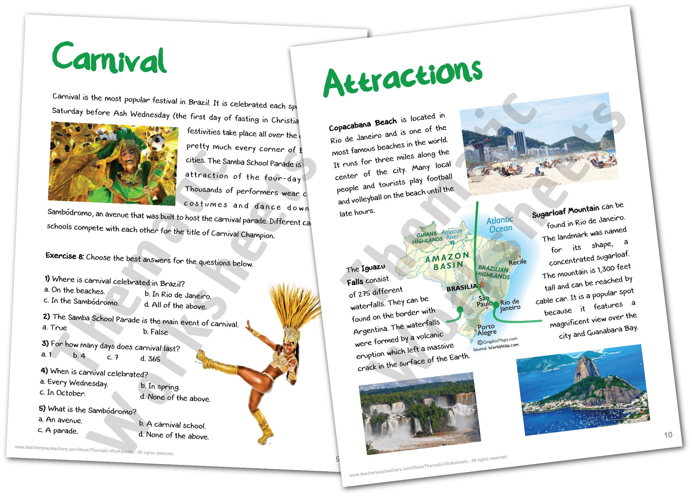 Brazil (fun Stuff for Elementary Grades) - Etsy