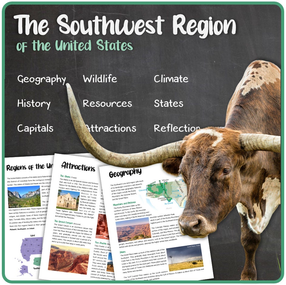 Southwest Region Of The United States With Capitals