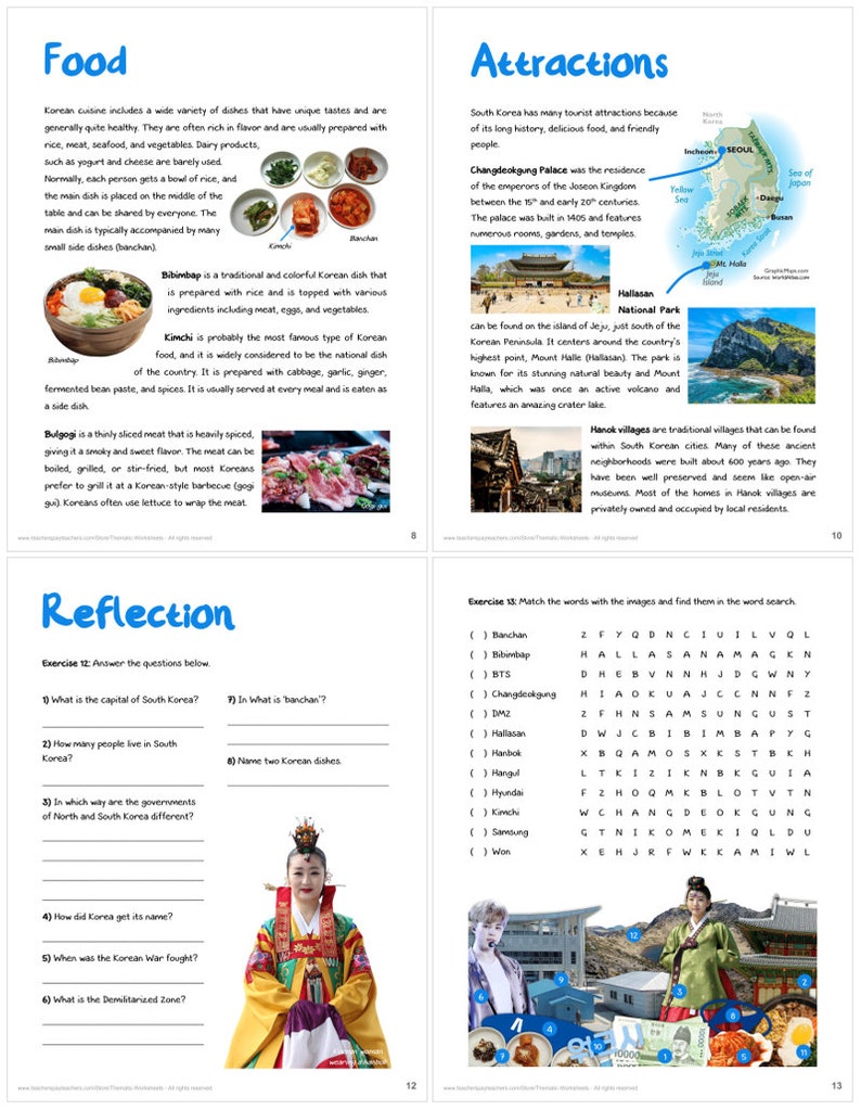 South Korea (fun Stuff for Elementary Grades) - Etsy