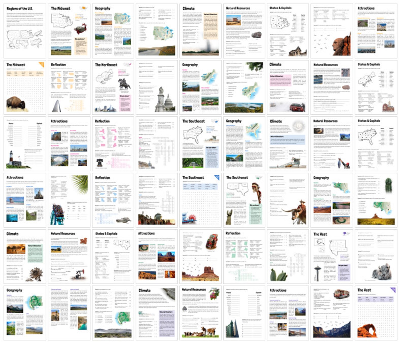 Five Regions of the United States bundle - Etsy