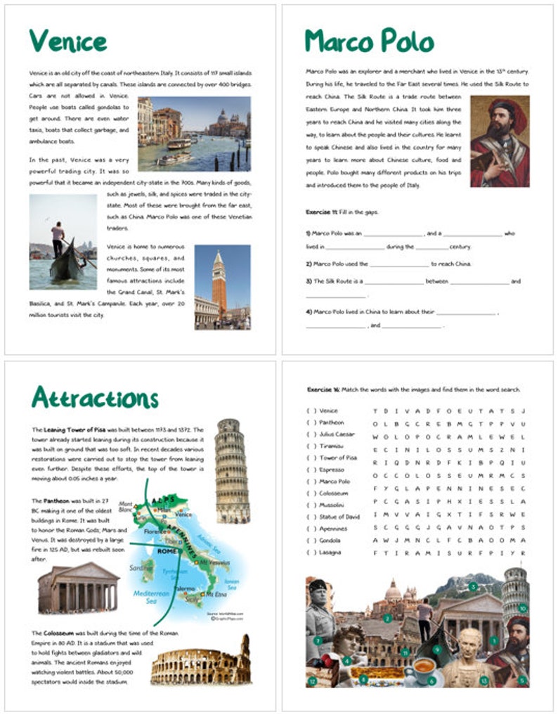 Italy (fun Stuff for Elementary Grades) - Etsy