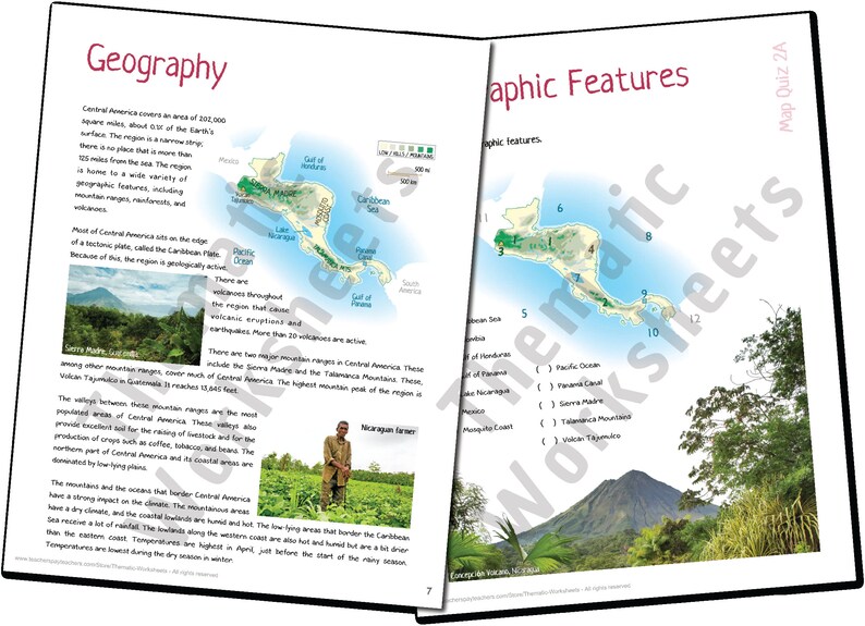 Geography of Central America - Etsy