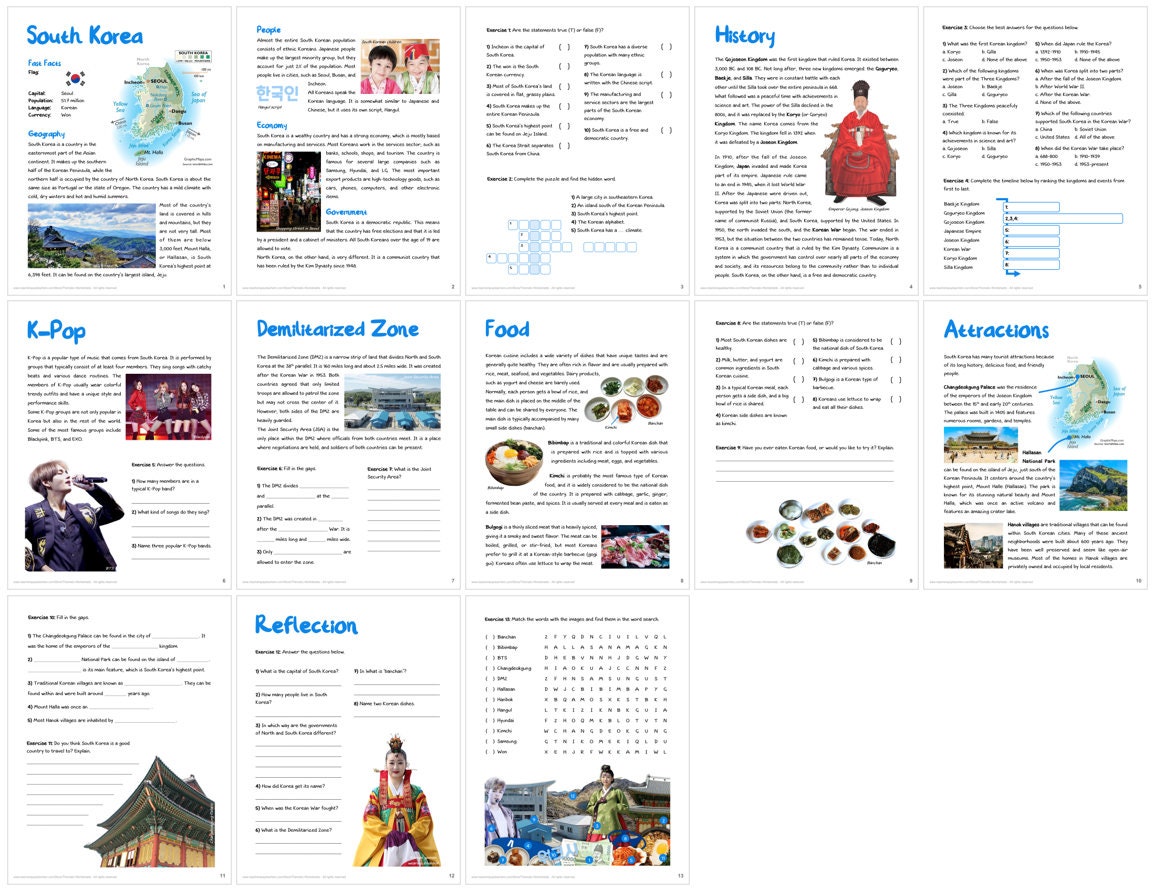 South Korea (fun Stuff for Elementary Grades) - Etsy
