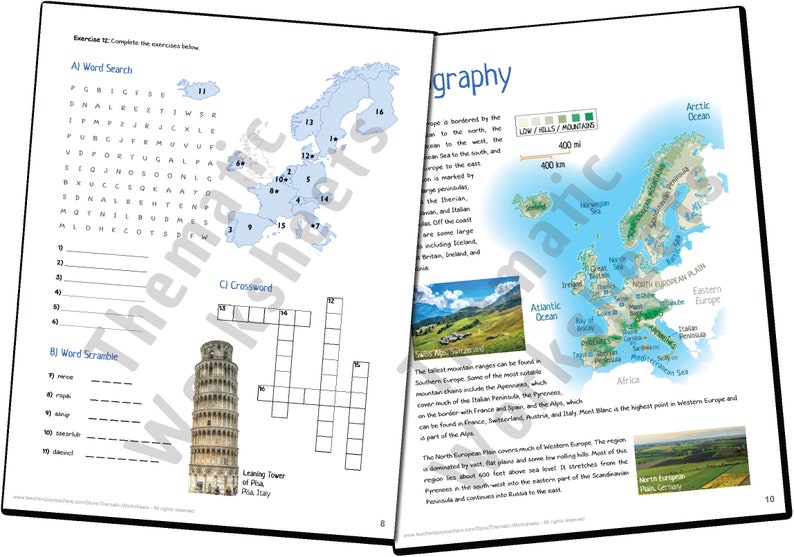 Geography of Western Europe - Etsy