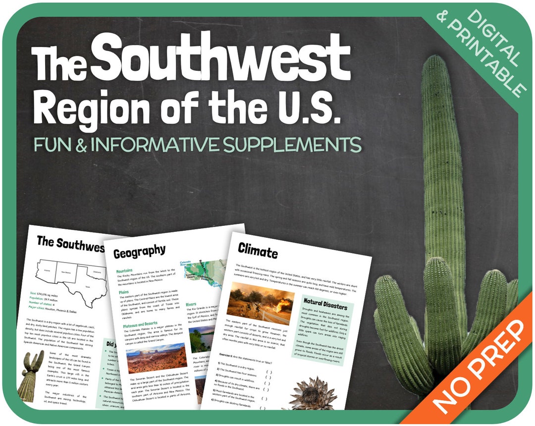 Regions of the United States: the Southwest Region - Etsy