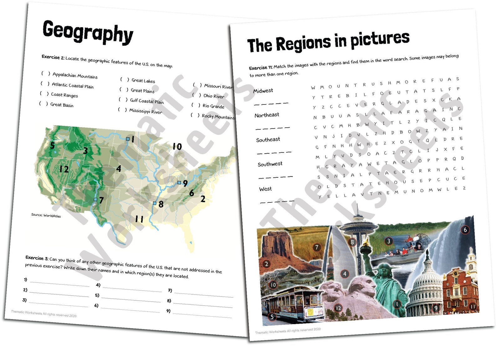 Five Regions of the United States bundle - Etsy