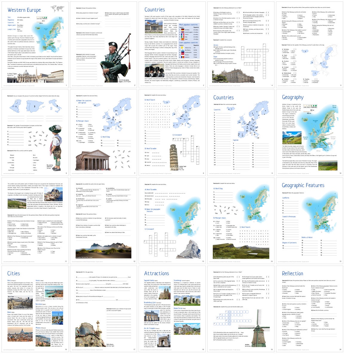 Geography of Western Europe - Etsy