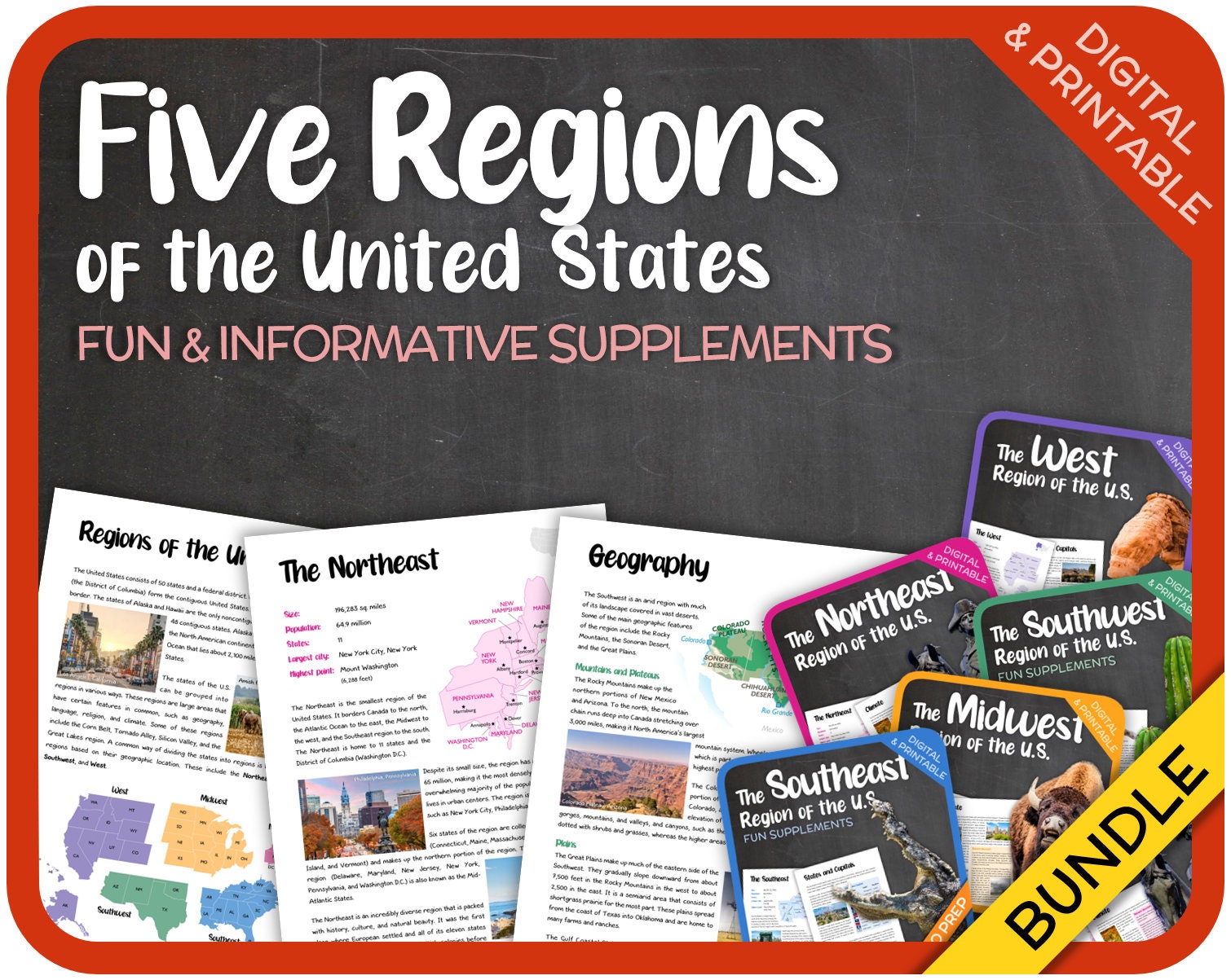 Five Regions of the United States bundle - Etsy