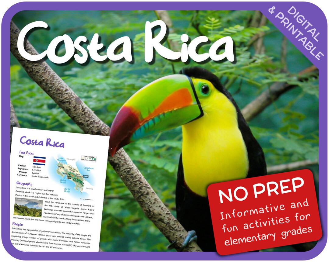Costa Rica fun Stuff for Elementary Grades - Etsy