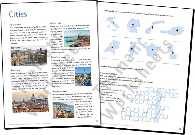 Geography of Western Europe - Etsy