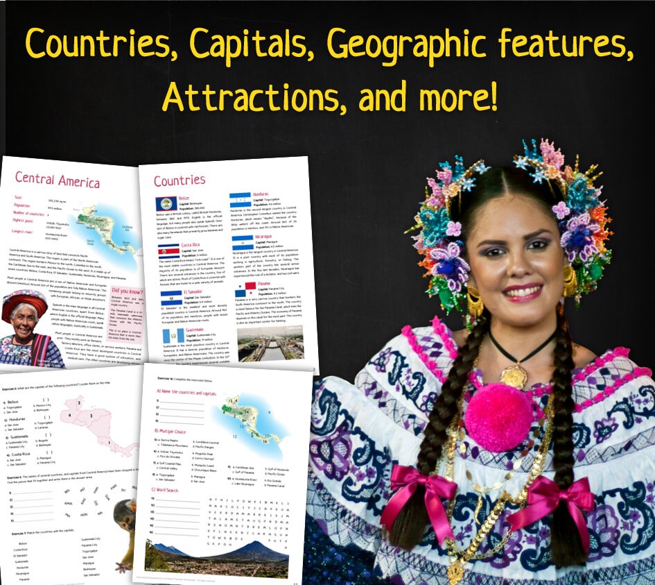 Geography of Central America - Etsy