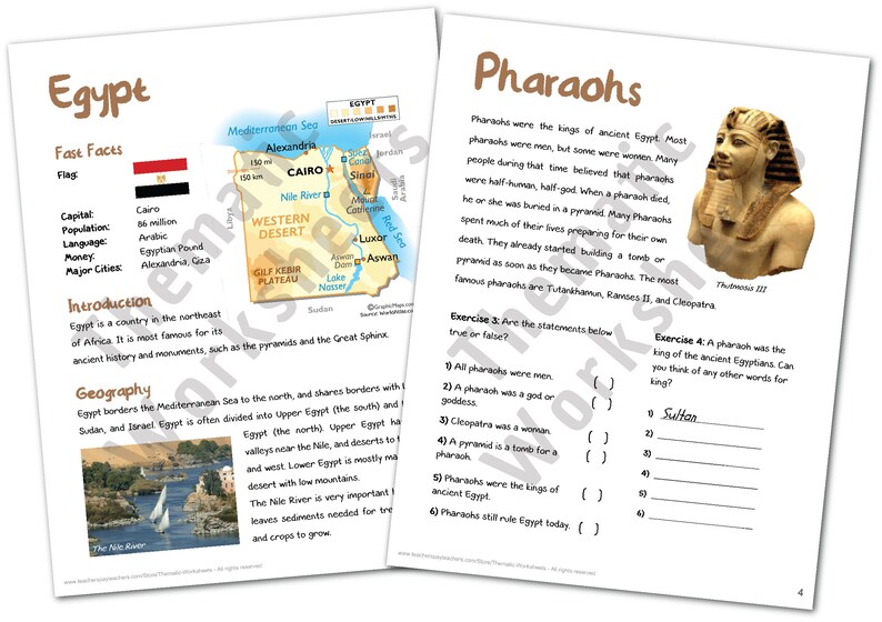 Egypt (fun Stuff for Elementary Grades) - Etsy