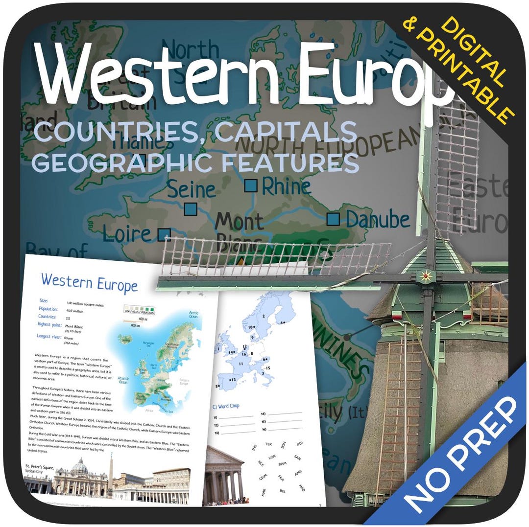 Geography of Western Europe - Etsy