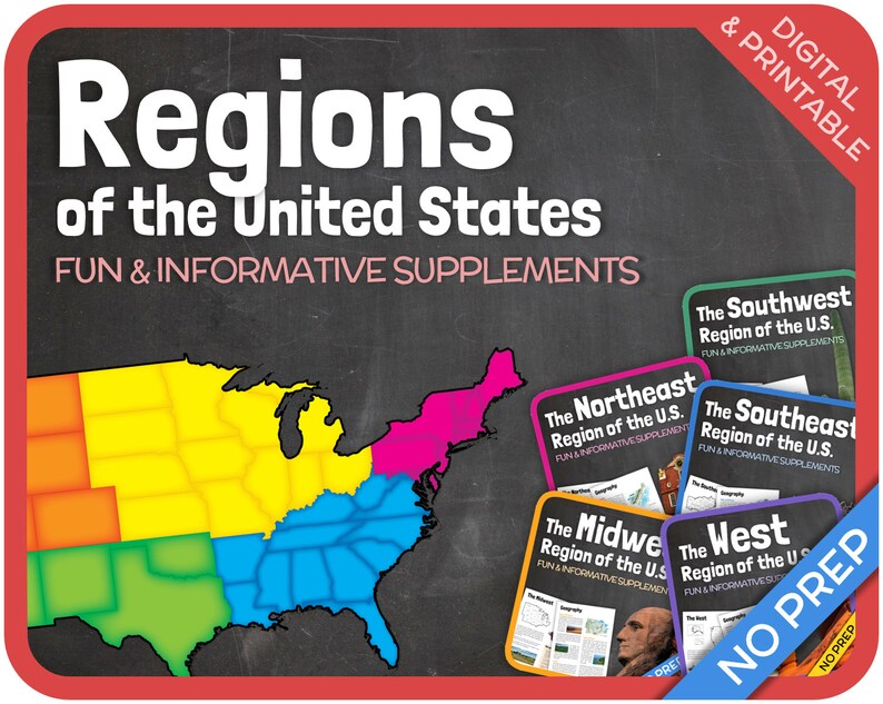 Five Regions of the United States bundle - Etsy