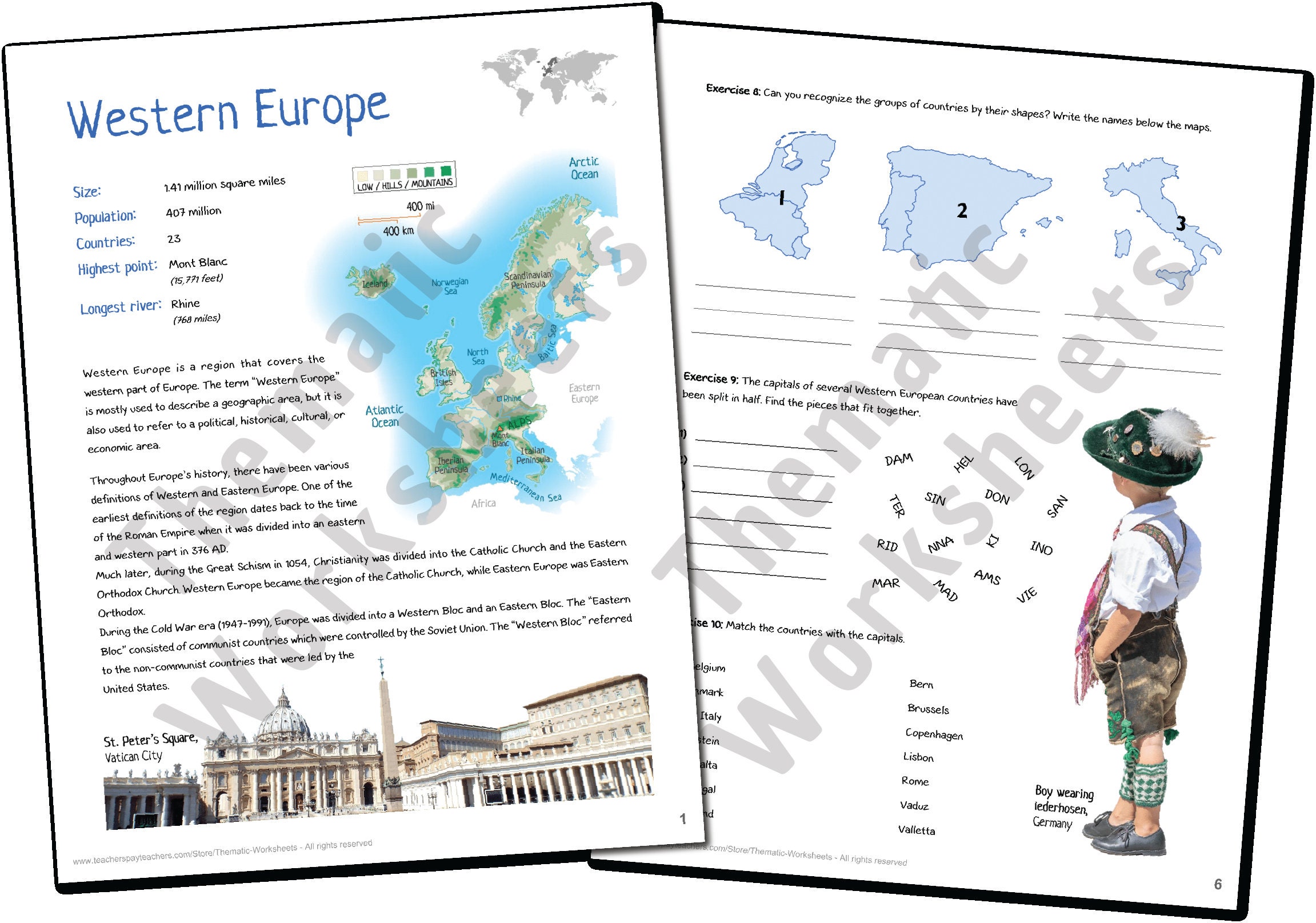 Geography of Western Europe - Etsy