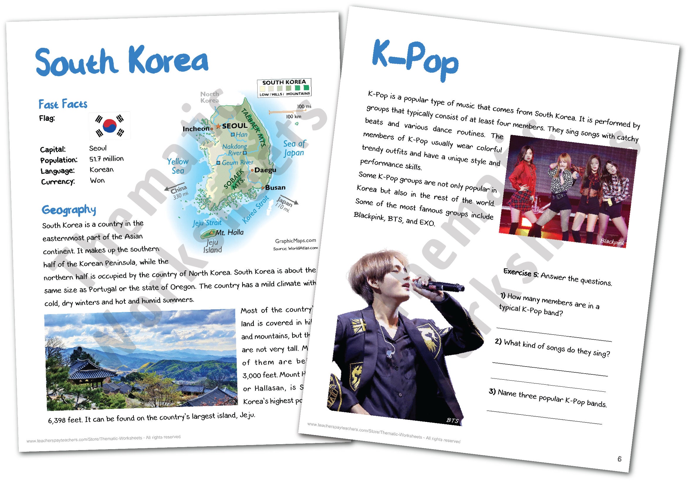 South Korea (fun Stuff for Elementary Grades) - Etsy