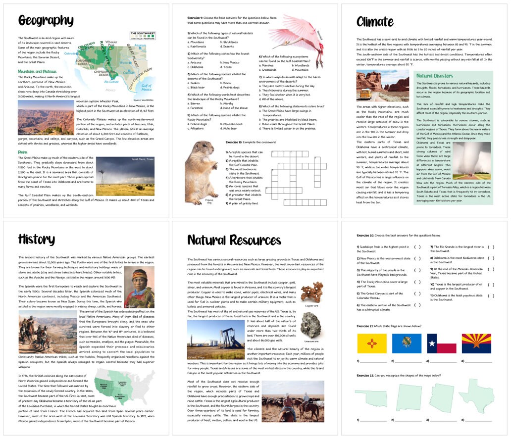 Regions of the United States: the Southwest - Etsy