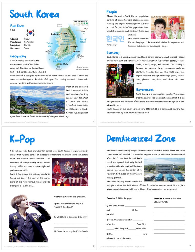 South Korea (fun Stuff for Elementary Grades) - Etsy