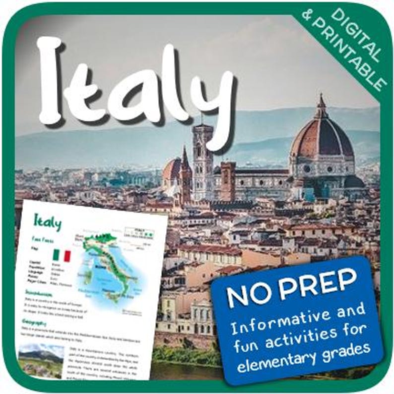 Italy (fun Stuff for Elementary Grades) - Etsy