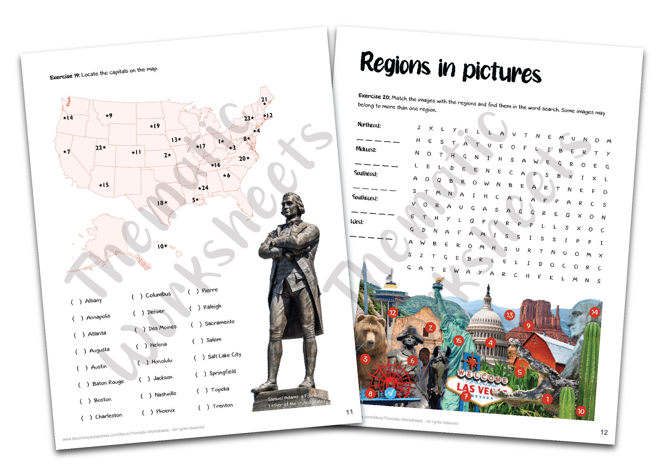 Five Regions of the United States bundle - Etsy