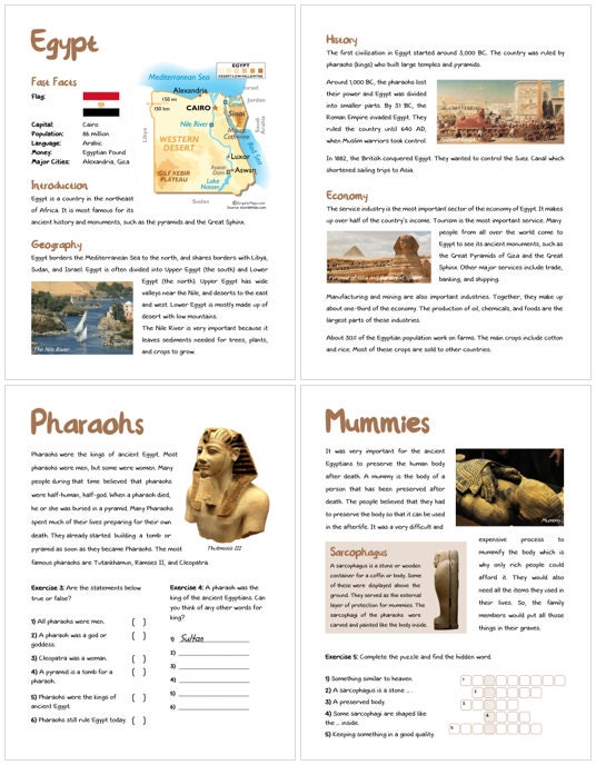 Egypt (fun Stuff for Elementary Grades) - Etsy