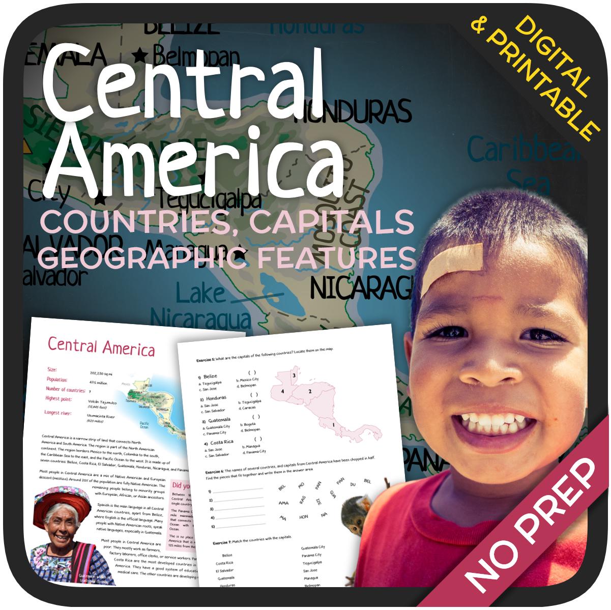 Geography of Central America - Etsy