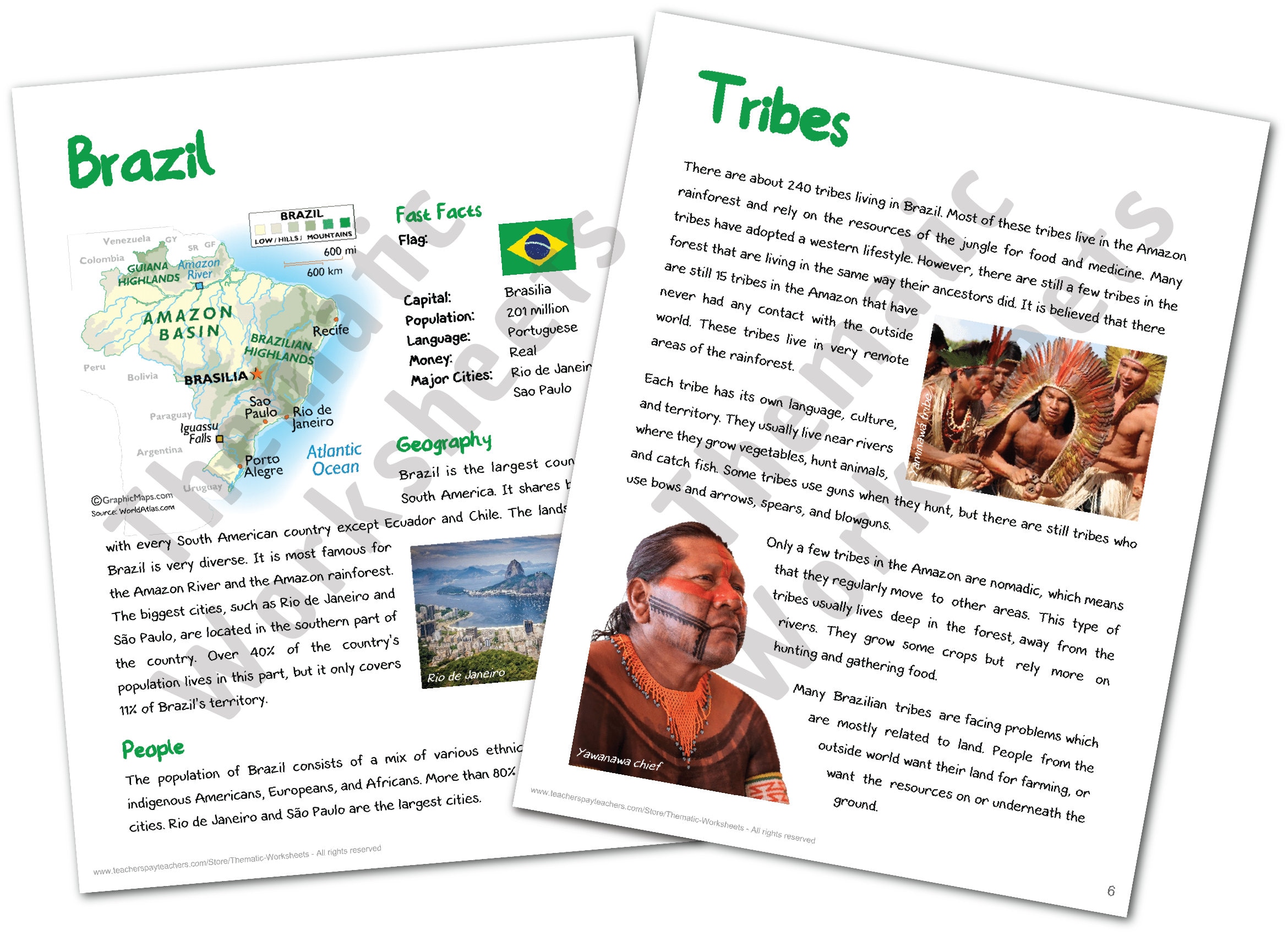 Brazil (fun Stuff for Elementary Grades) - Etsy