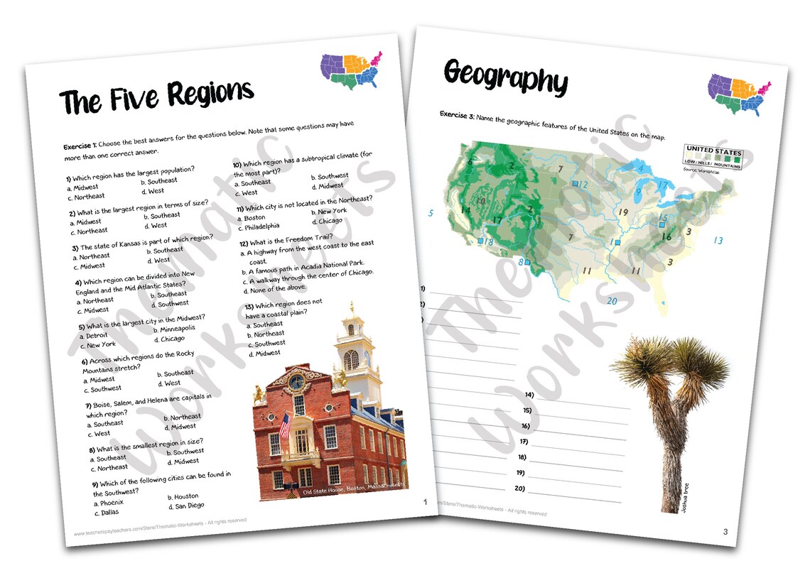 Five Regions of the United States (bundle) - Etsy