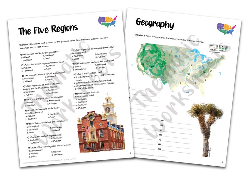 Five Regions of the United States (bundle) - Etsy