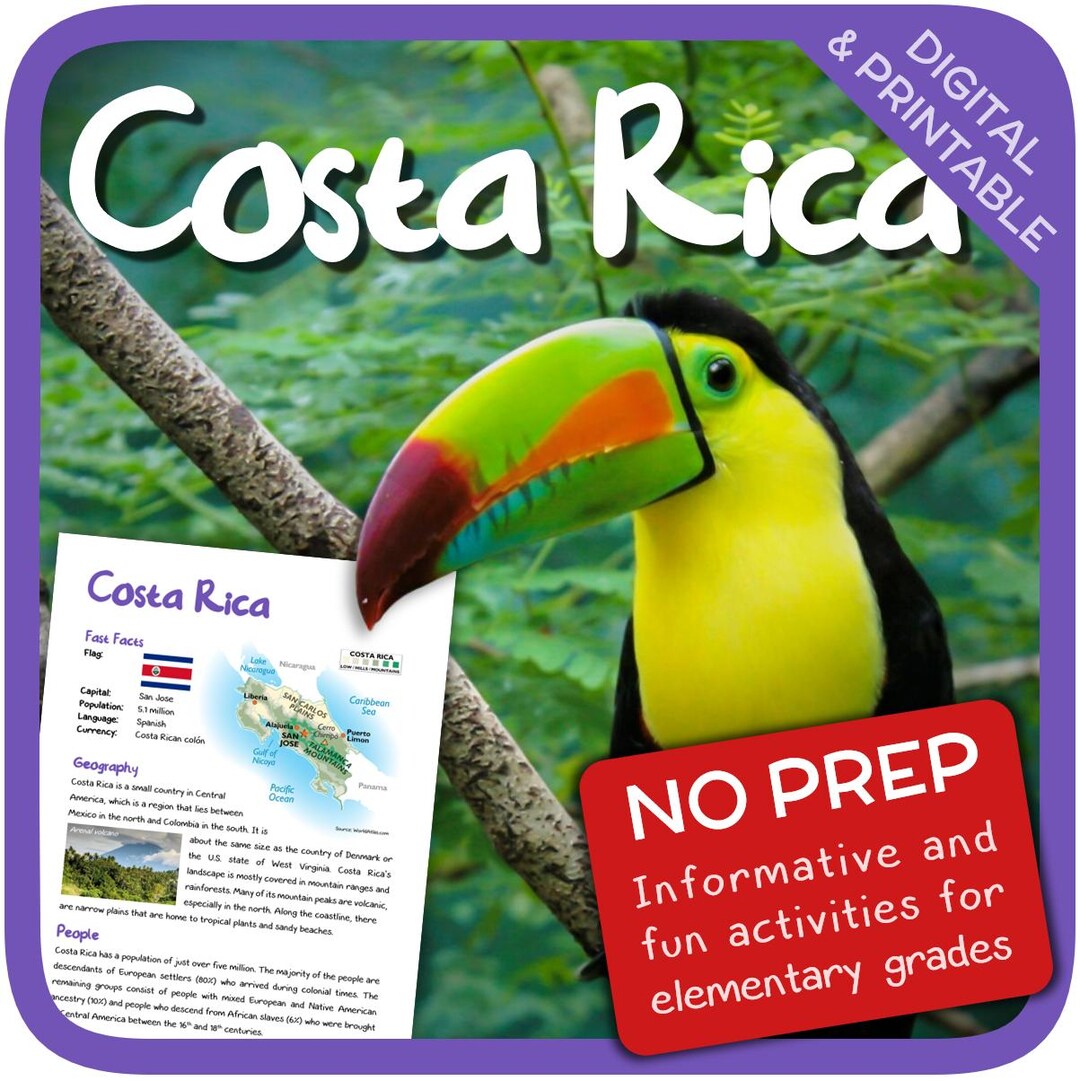 Costa Rica (fun Stuff for Elementary Grades) - Etsy