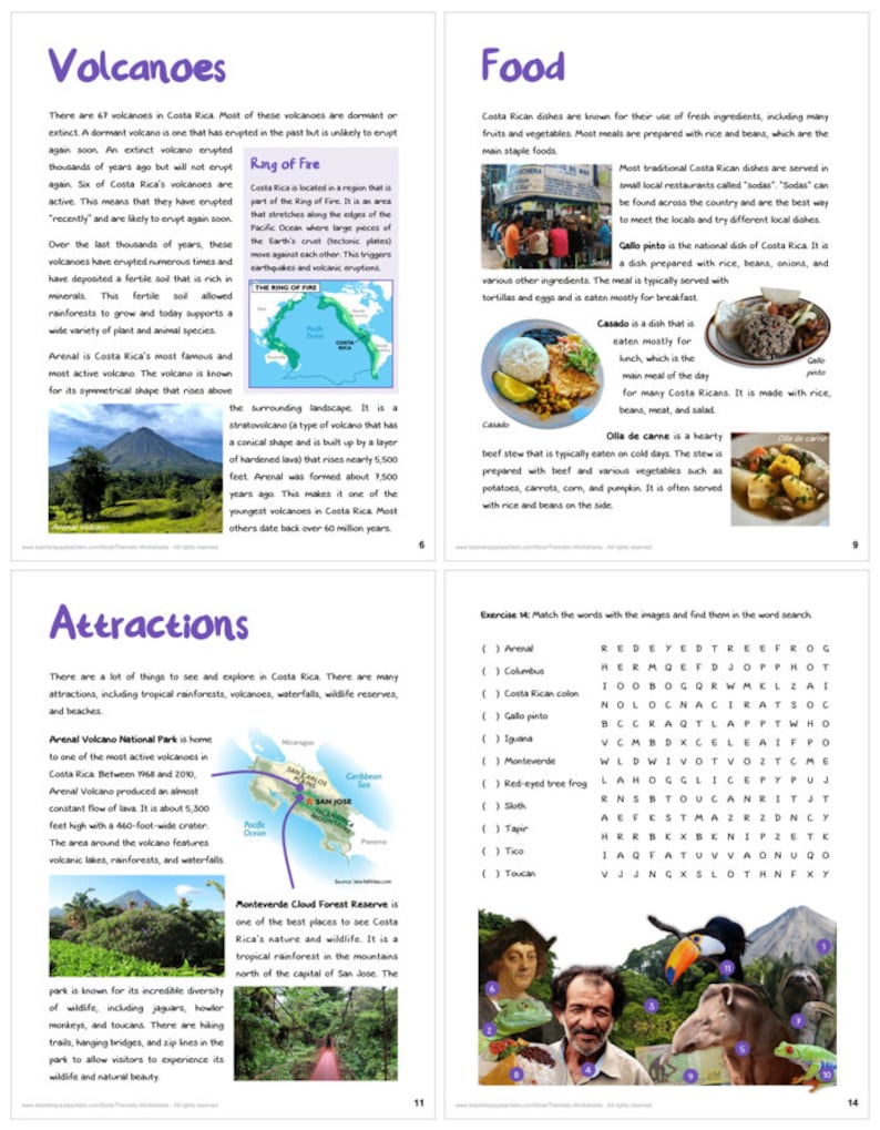 Costa Rica (fun Stuff for Elementary Grades) - Etsy