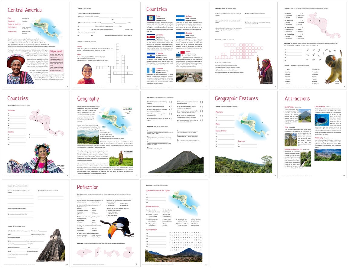 Geography of Central America - Etsy