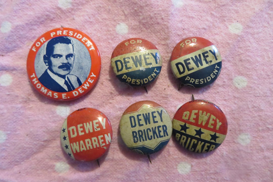 Collection of Vintage Political Pins 1940's Dewey Bricker Warren - Etsy