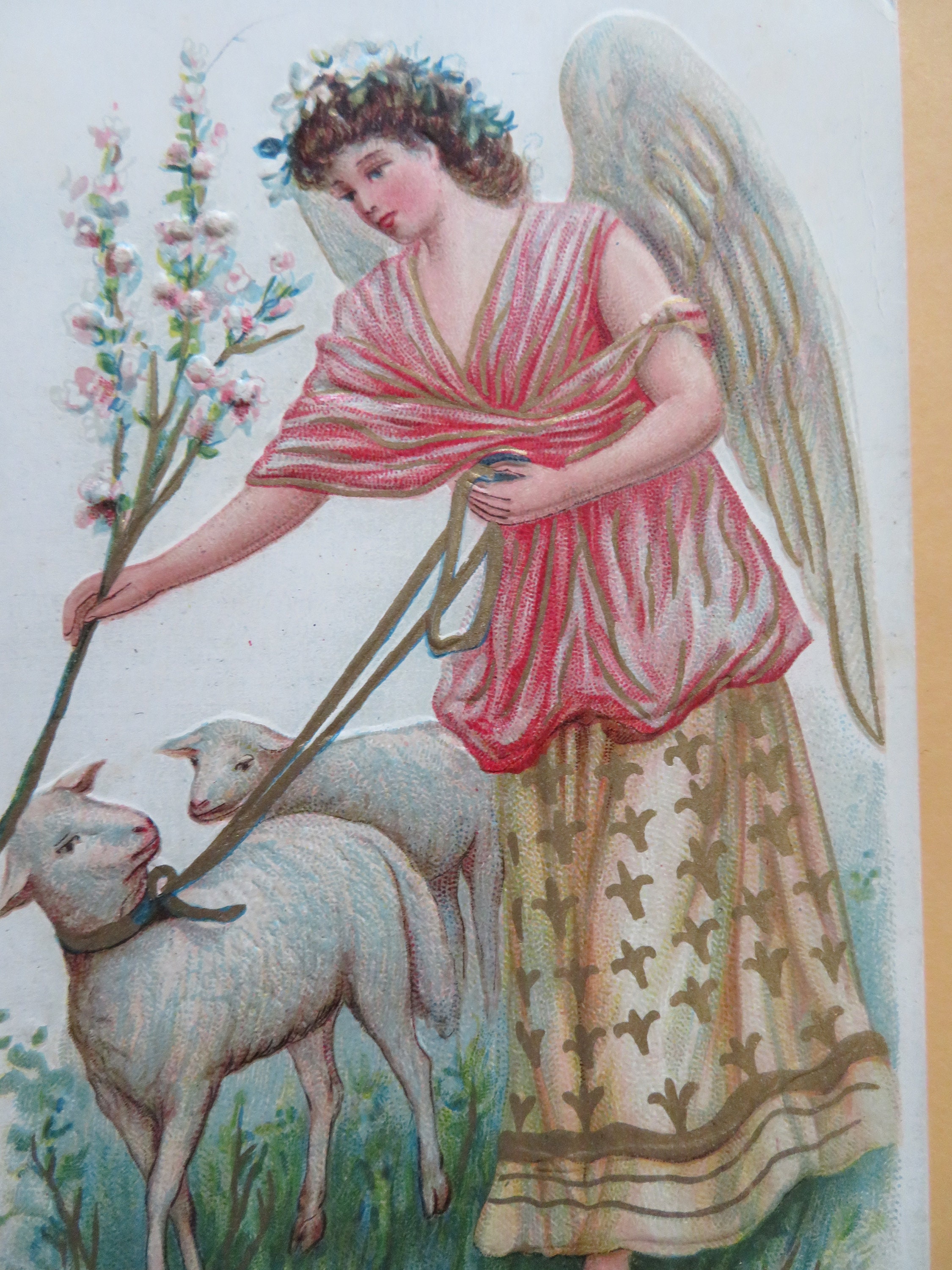 Easter Postcard Antique 1900's Angel With Lamb - Etsy