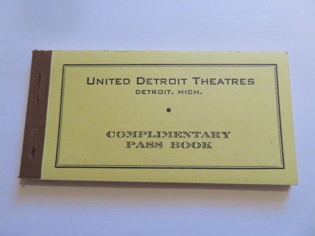 United Detroit Theatres 1959 Ticket Pass Book - Etsy