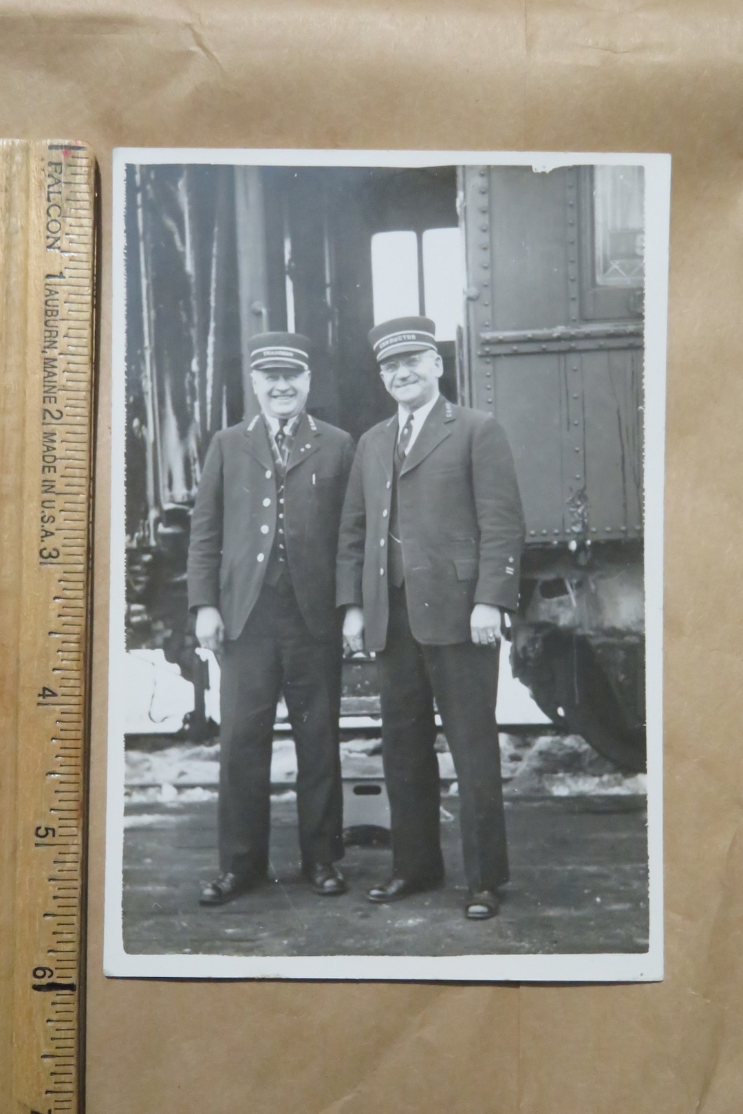 Vintage Black and White Photo of 1940's Railroad Train Conductor and ...