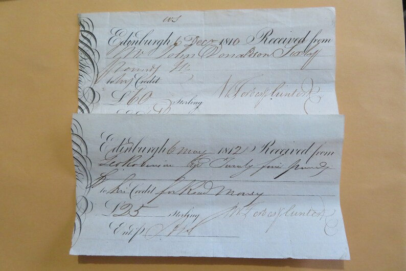 Group of 15 Edinburgh Bank Check Receipts 1812 Antique Linen Paper - Etsy