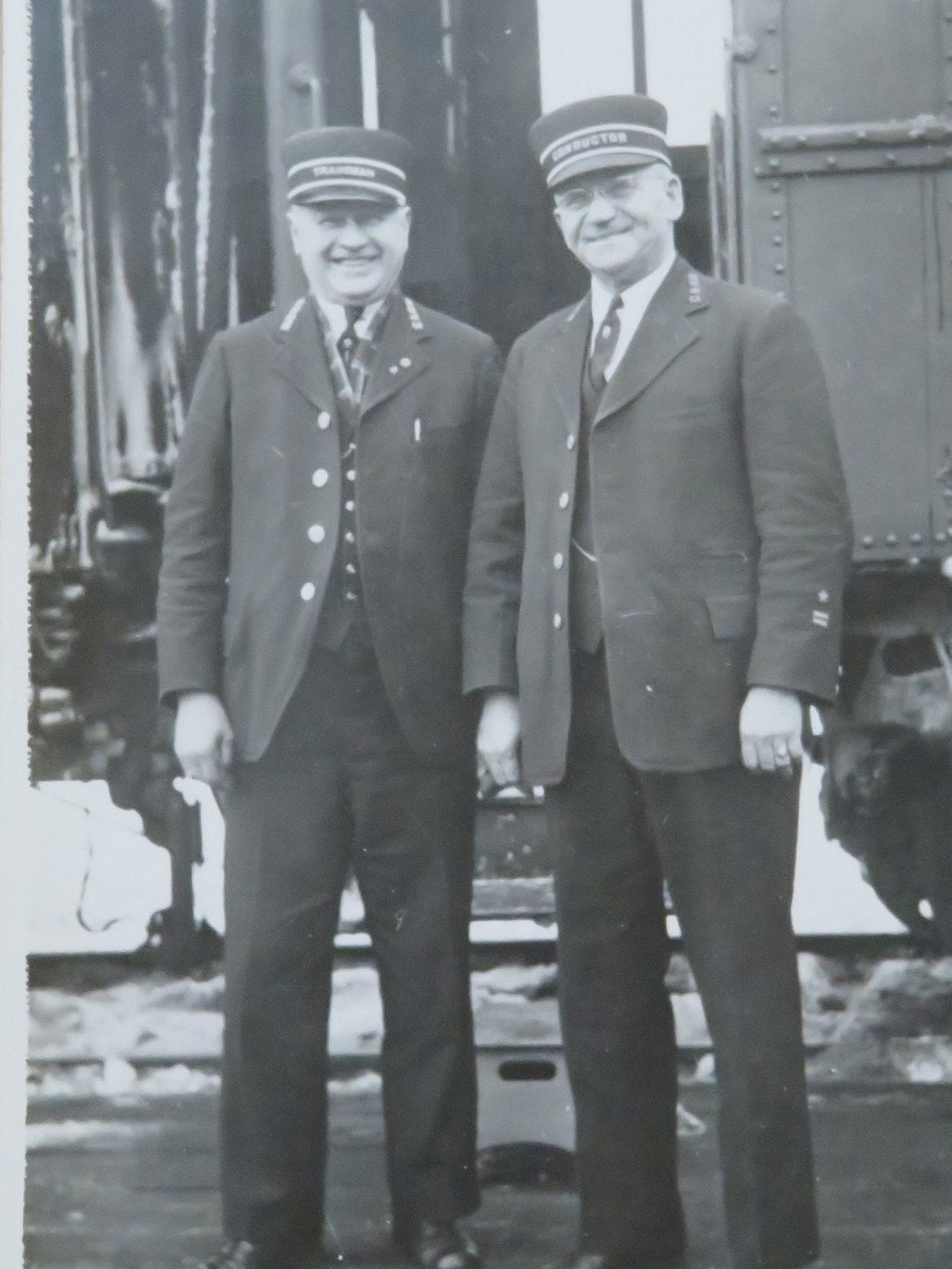 Vintage Black and White Photo of 1940's Railroad Train Conductor and ...