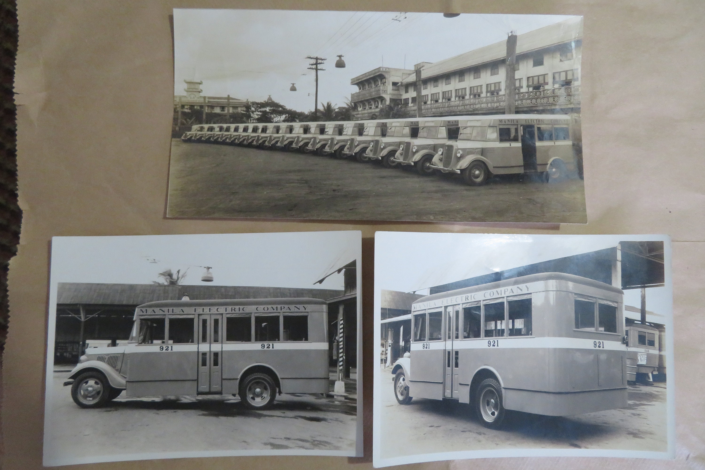 Vintage 1935 Ford V8 Bus Manila Electric Company Truck Fleet B&W Photo ...