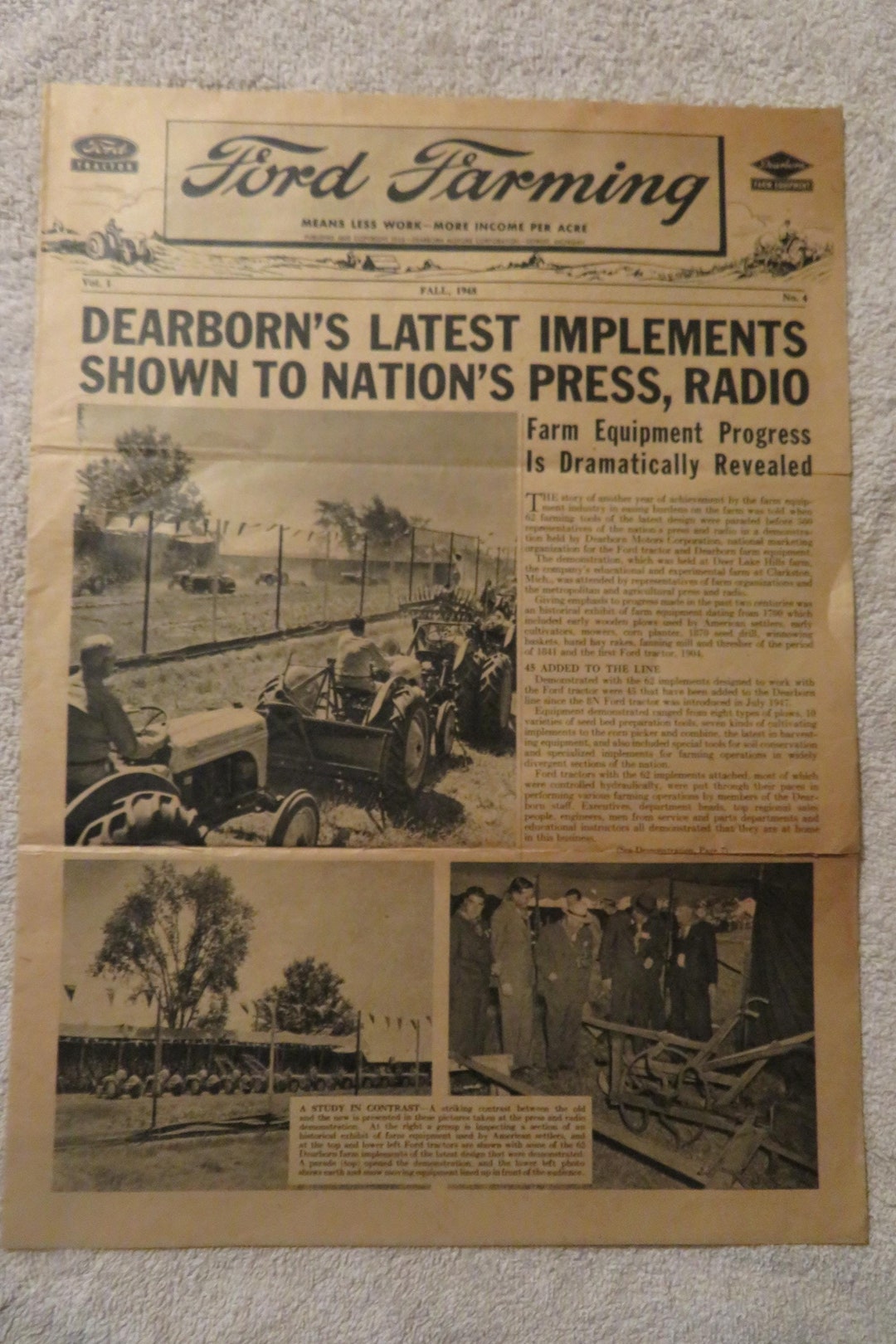 Rare Ford Farming Magazine 1948 Fall Promotional Newspaper Advertising ...