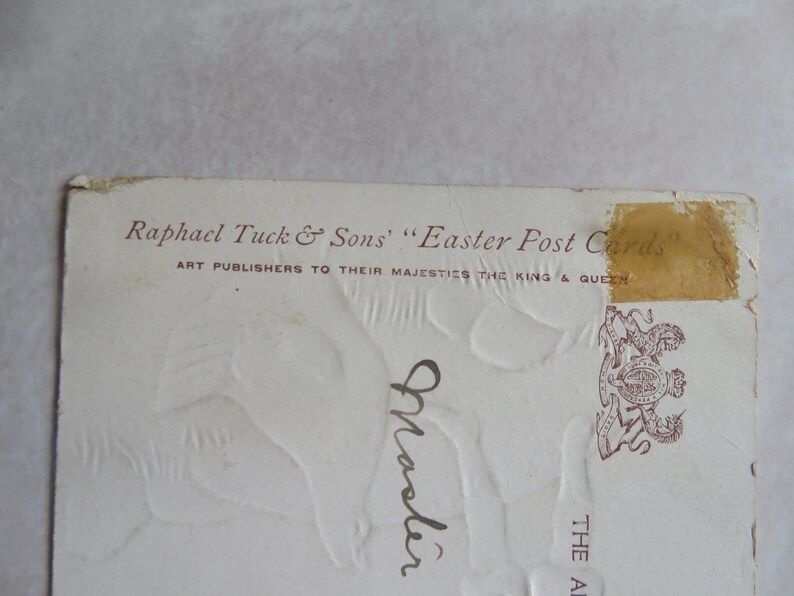 Antique Victorian Tuck's Easter Postcard Embossed Children With Hen and ...