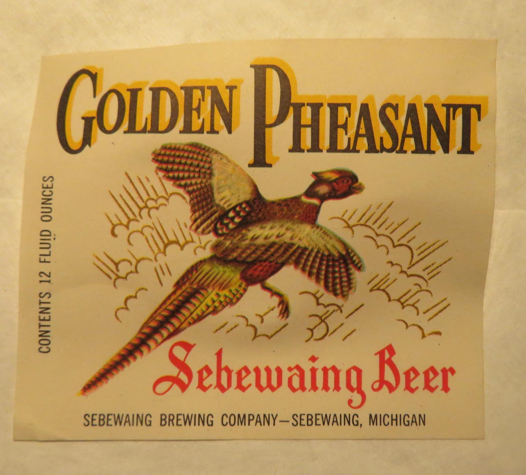 Vintage Beer Bottle Label "golden Pheasant Sebewaing" Sebewaing ...