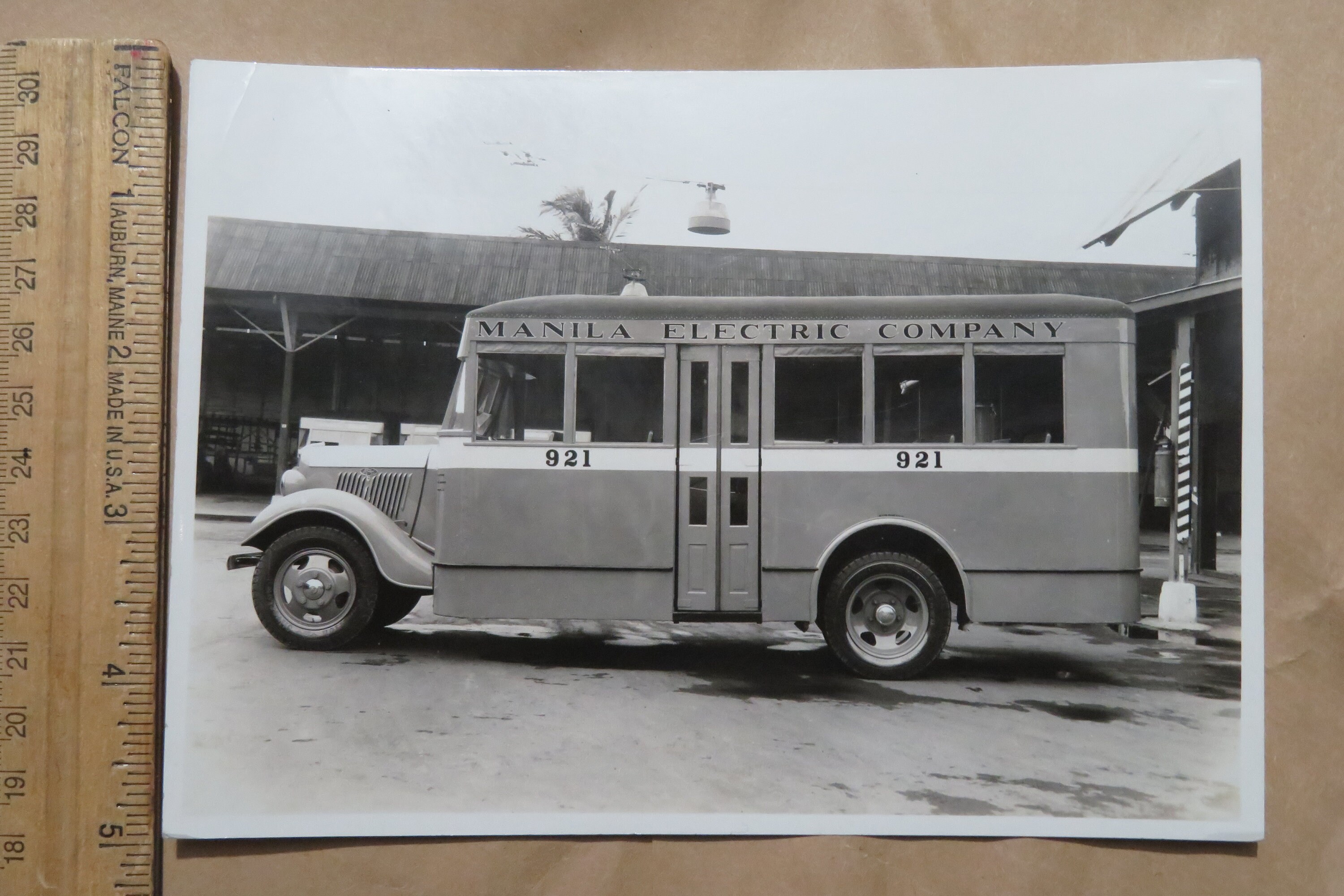 Vintage 1935 Ford V8 Bus Manila Electric Company Truck Fleet B&W Photo ...